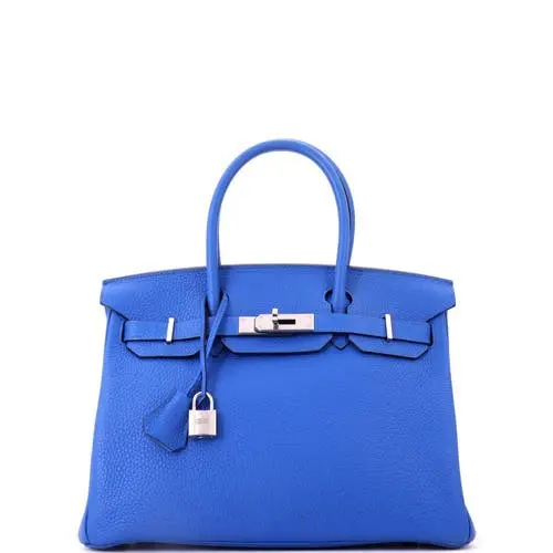 Hermès Birkin Handbag Verso Clemence With Palladium Hardware 30 - Blue