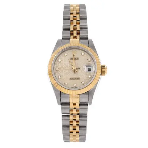 ROLEX Oyster Perpetual Datejust Automatic Watch Stainless Steel And Yellow Gold With Diamond Markers 26 - Metallic Silver