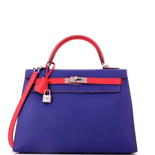 Hermès Kelly Handbag Bicolor Epsom With Brushed Palladium Hardware 32