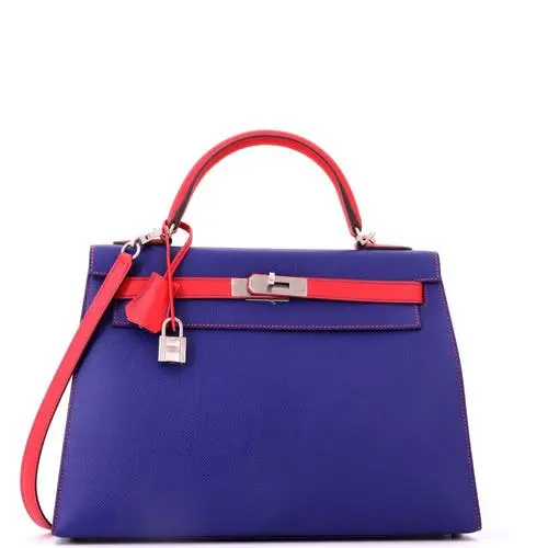 Hermès Kelly Handbag Bicolor Epsom With Brushed Palladium Hardware 32
