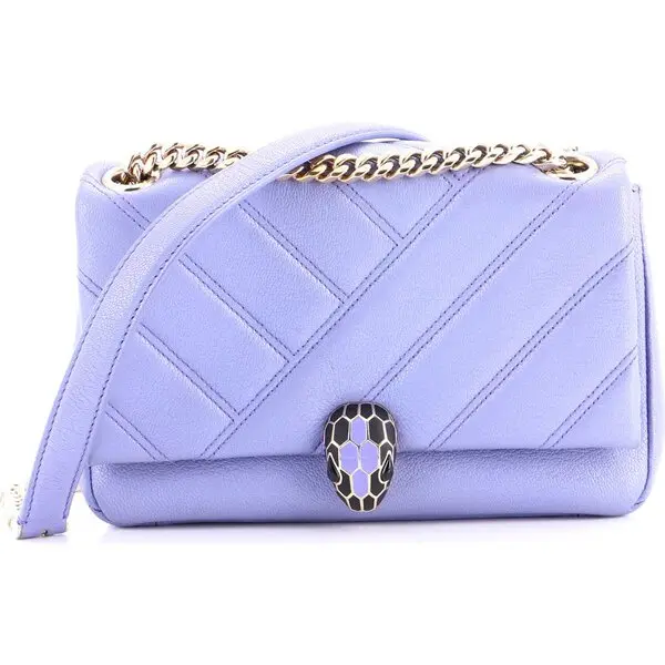 BVLGARI Serpenti Cabochon Shoulder Bag Diagonal Quilted Leather Small