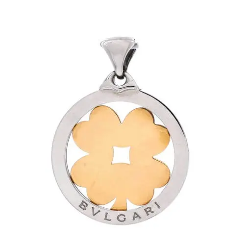 BVLGARI Tondo Clover Pendant Pendant & Charms Stainless Steel With 18k Yellow Gold - Metallic Silver