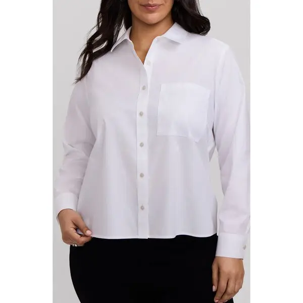 Foxcroft Jodie Cotton Button-up Shirt - White