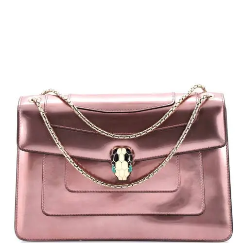 BVLGARI Serpenti Forever Shoulder Bag Metallic Leather Medium