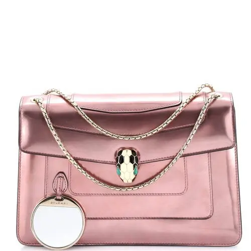BVLGARI Serpenti Forever Shoulder Bag Metallic Leather Medium