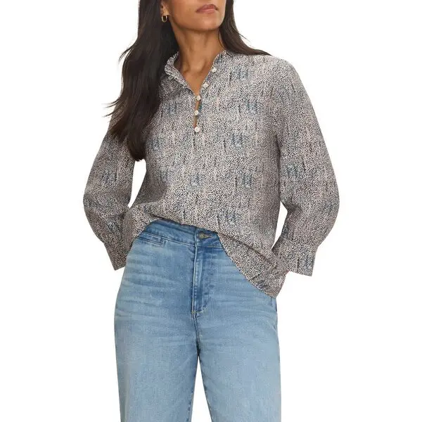 NIC+ZOE Sun Speckle Ruffle Neck Top