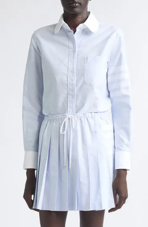 Thom Browne Cotton Oxford Shirt With Peter Pan Collar - Light Blue