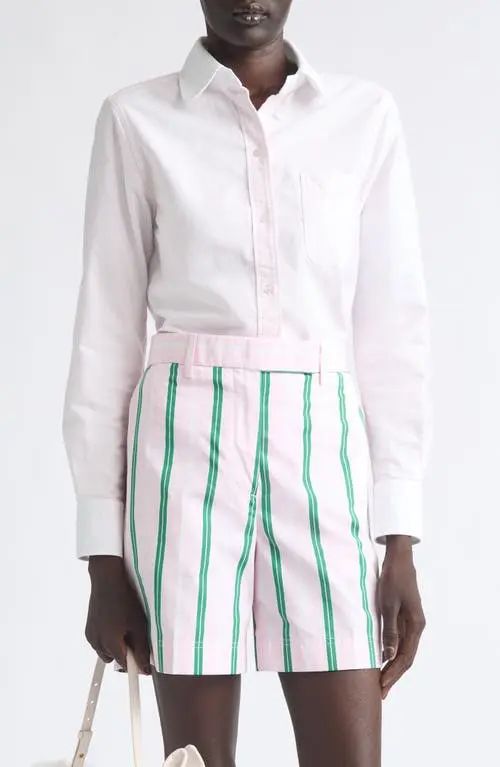 Thom Browne Cotton Oxford Shirt With Peter Pan Collar - Light Pink