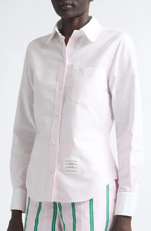 Thom Browne Cotton Oxford Shirt With Peter Pan Collar - Light Pink