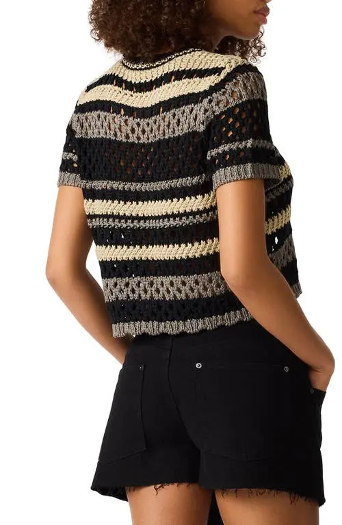 Steve Madden Wila Striped Open Knit Crop Sweater