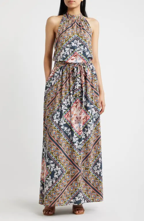 Julia Jordan Halter Maxi Dress - Navy Multi
