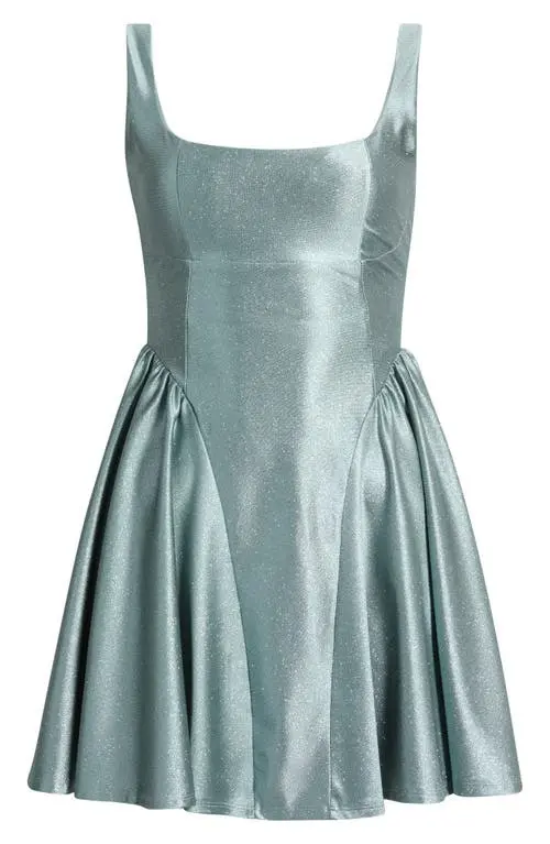 EMERALD SUNDAE Glitter Sleeveless Satin Fit & Flare Dress