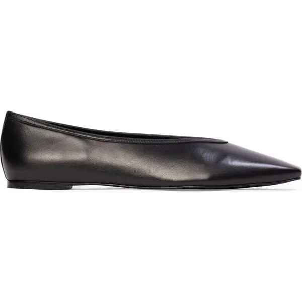 BLACK SUEDE STUDIO Ayra Leather Ballerina - Black Leather