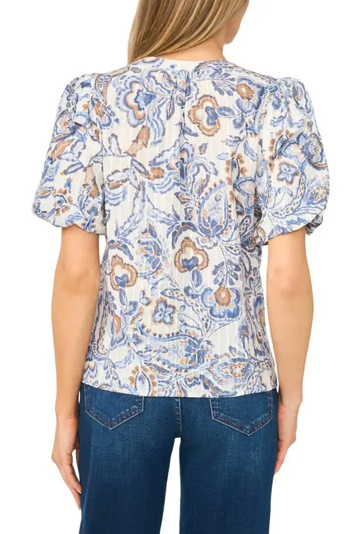 Halogen Floral Print Balloon Sleeve Top