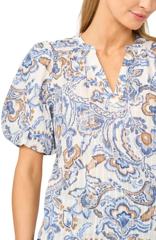 Halogen Floral Print Balloon Sleeve Top