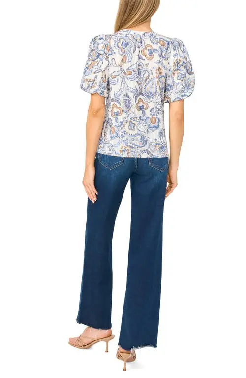 Halogen Floral Print Balloon Sleeve Top