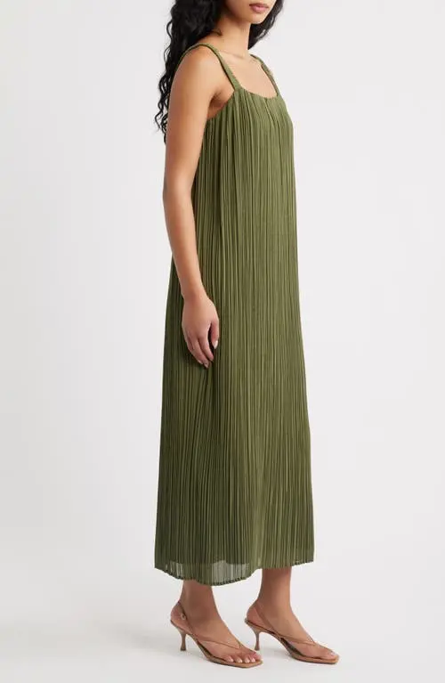 Lulus Theo Plissé Open Back Midi Dress
