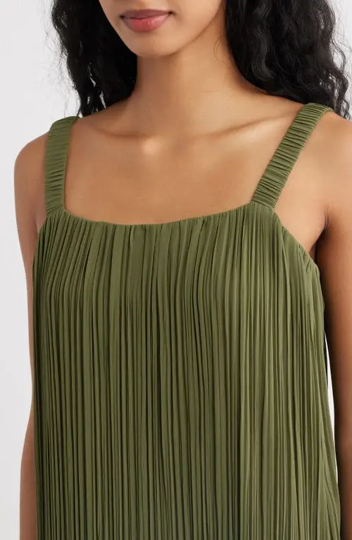 Lulus Theo Plissé Open Back Midi Dress