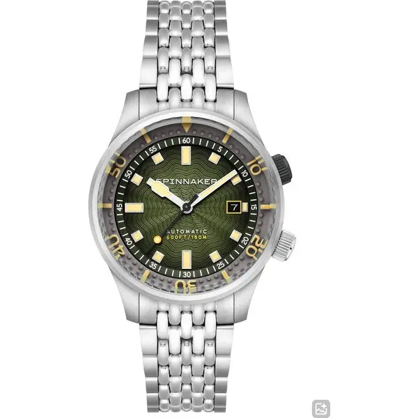 SPINNAKER Bradner Automatic Diver Watch With Stainless Steel Bracelet - Green