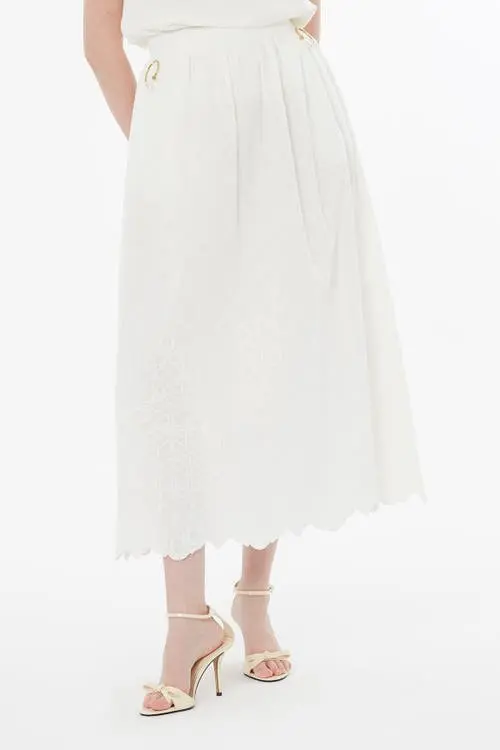 GIZIA Ecru A-line Midi Skirt