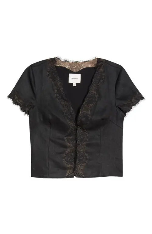 REFORMATION Brynn Lace Trim Linen Crop Top