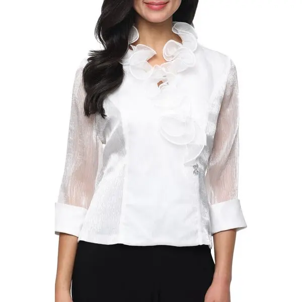 Alex Evenings Structured Ruffle Chiffon Top