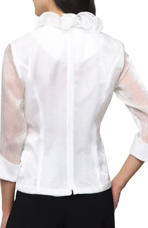 Alex Evenings Structured Ruffle Chiffon Top