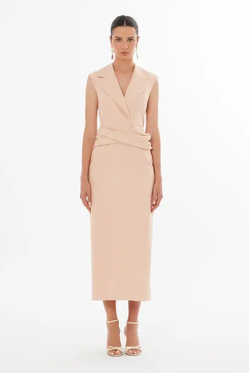 GIZIA Shoulder Padded Maxi Dress