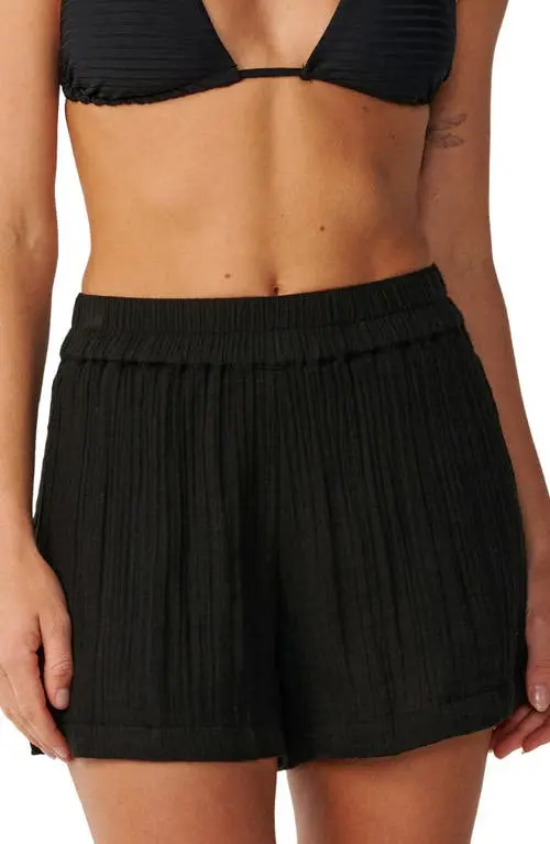 Rip Curl Textured Cotton Gauze Lounge Shorts - Black
