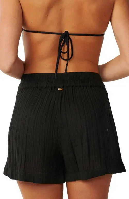 Rip Curl Textured Cotton Gauze Lounge Shorts - Black