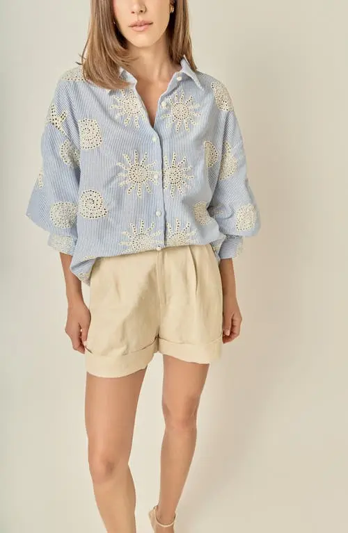 English Factory Striped Eyelet Embroidery Voluminous Shirt