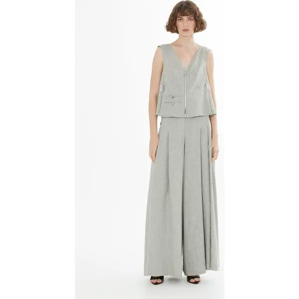 GIZIA Sleeveless Pocket Linen Blouse