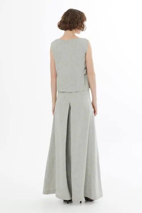 GIZIA Sleeveless Pocket Linen Blouse