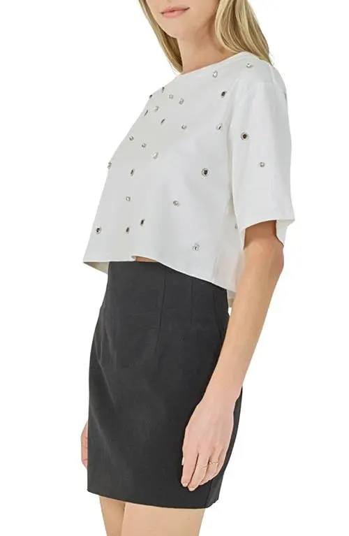 Endless Rose Rhinestone Embellished Crop T-shirt