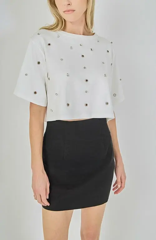 Endless Rose Rhinestone Embellished Crop T-shirt