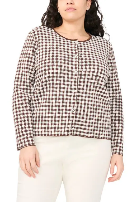Halogen Gingham Crewneck Cardigan