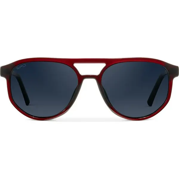 WMP EYEWEAR Hudson Geometric Aviator Sunglasses - Red Garnet