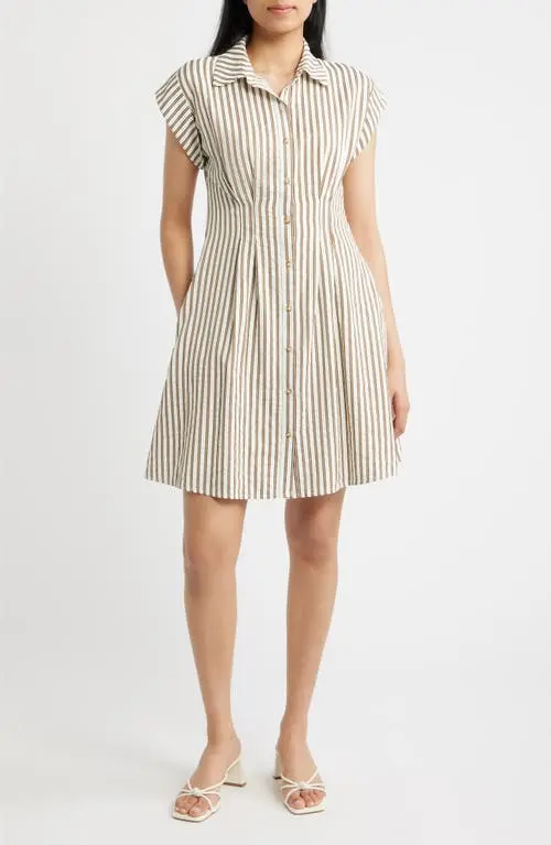 Julia Jordan Striped Button Front Shirtdress