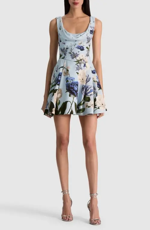 Alice + Olivia Estrella Draped Flare Dress