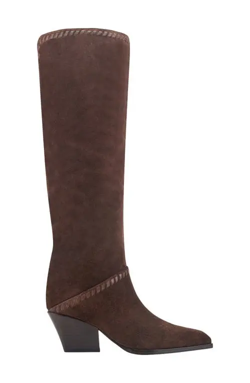 Marc Fisher Tayla Knee High Western Block Heel Boot - Dark Brown 200