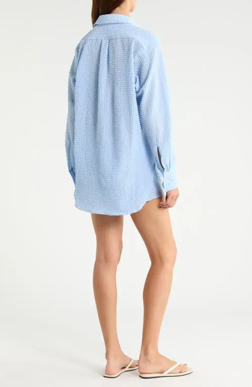 Hunza G Seersucker Button-up Shirt - Cornflower