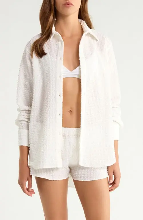 Hunza G Seersucker Button-up Shirt - White