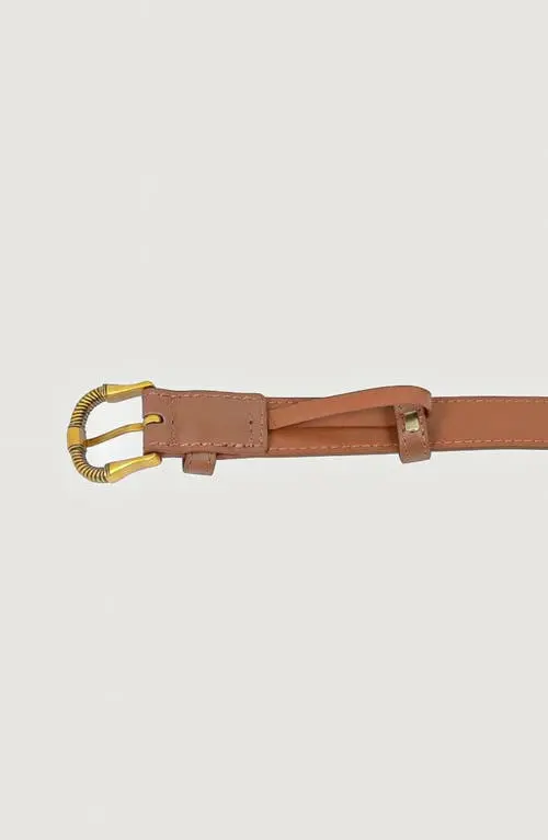 MODENAIRE Leather Belt With Textured Buckle And Classic Profile