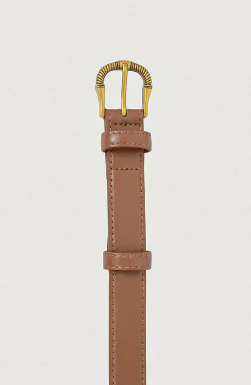 MODENAIRE Leather Belt With Textured Buckle And Classic Profile