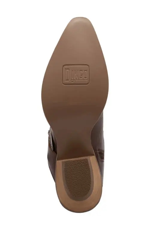DINGO Saddle Up Western Boot With Etched Floral Buckle Hardware - Brown