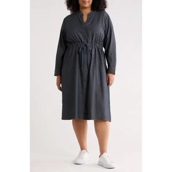 Eileen Fisher Organic Cotton Mandarin Collar Dress