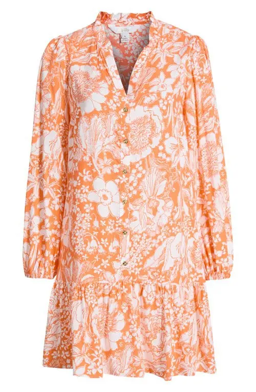 Lilly Pulitzer® Shaley Tunic Dress Floral Print, Ruffled Collar, Tiered Skirt