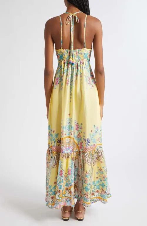 Camilla Beaded Silk Halter Maxi Dress