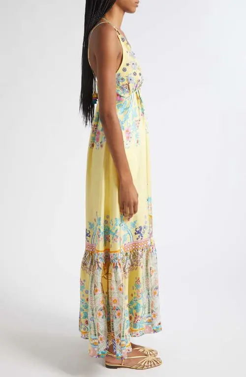 Camilla Beaded Silk Halter Maxi Dress