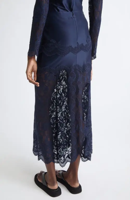 Rabanne Lace And Jersey Maxi Skirt - Deep Navy